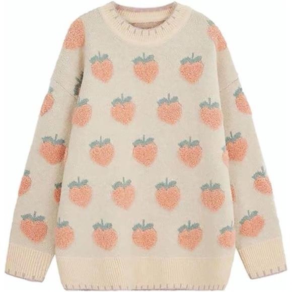 Sweaters | Womens Knitted Peach Sweater Casual Loose Long Sleeve Pullover Sweater | Poshmark